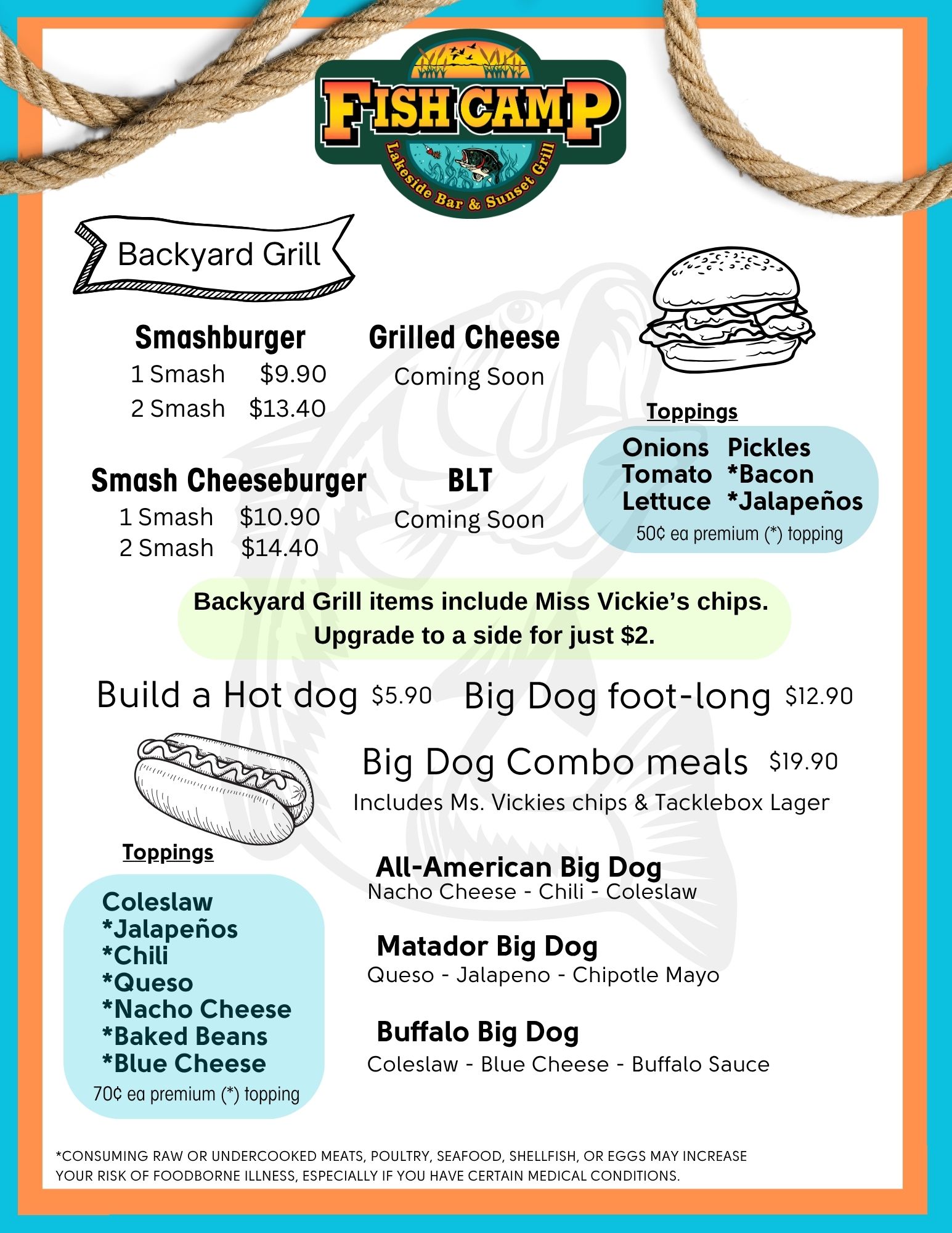 Menu - Fish Camp Tally