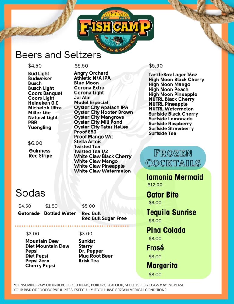 Menu - Fish Camp Tally